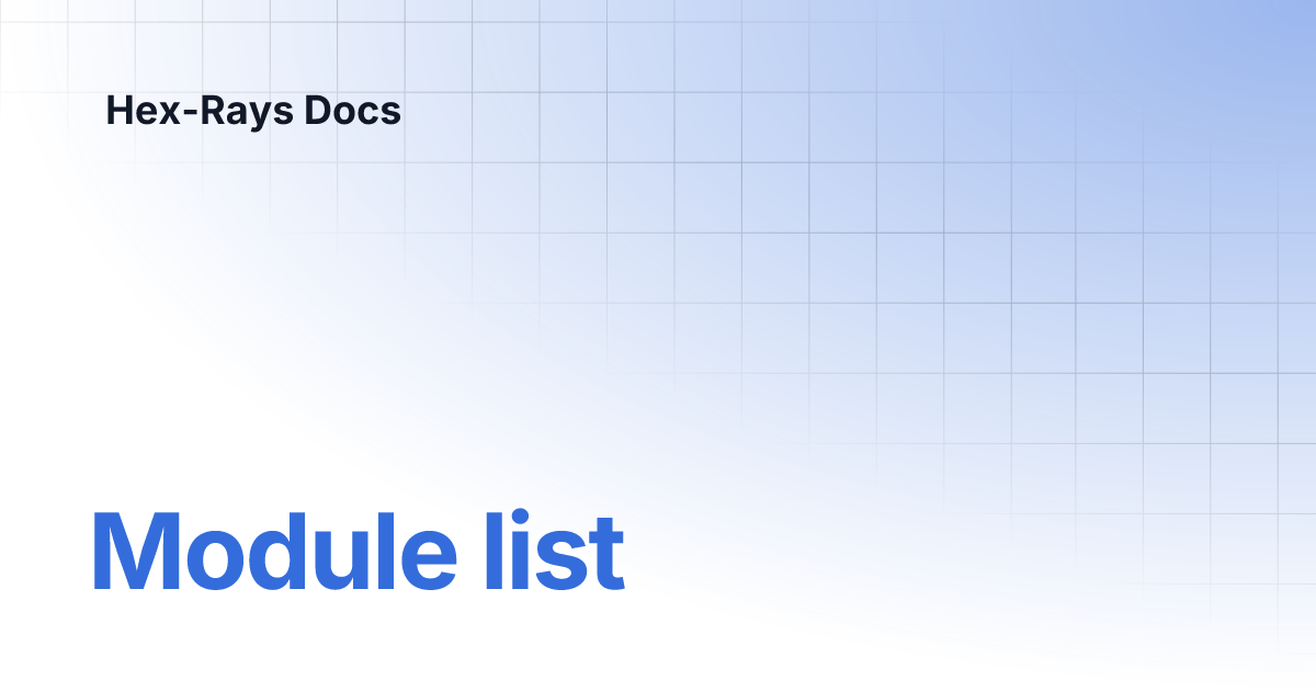 Module list | Hex-Rays Docs