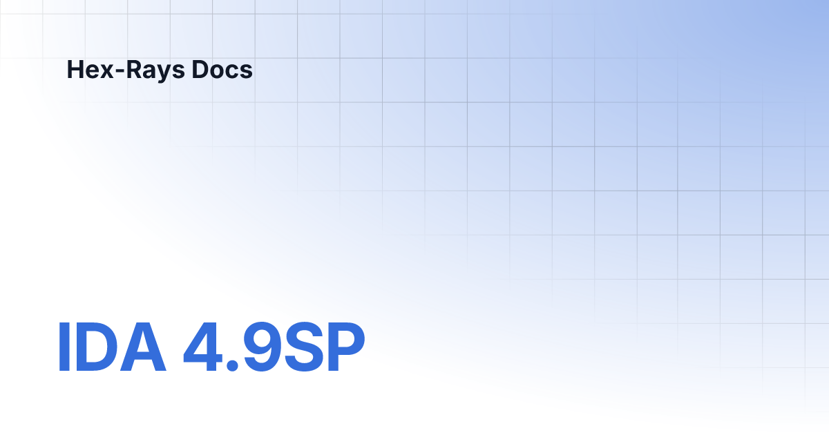 IDA 4.9SP | Hex-Rays Docs