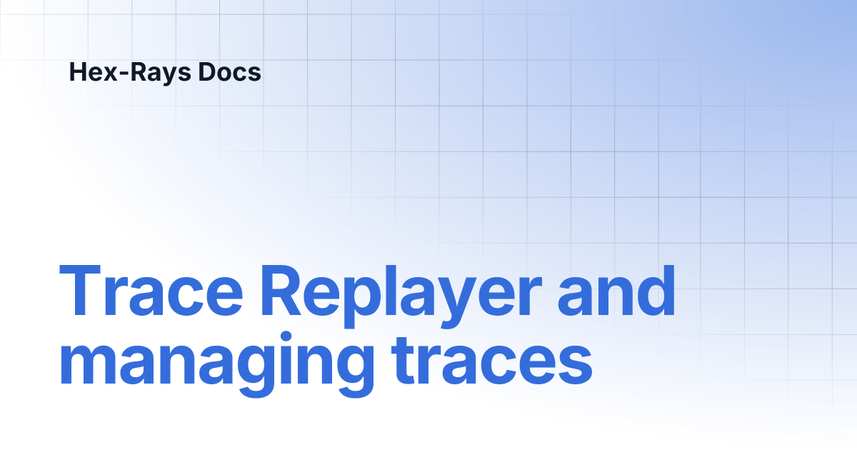 Trace Replayer and managing traces | Hex-Rays Docs