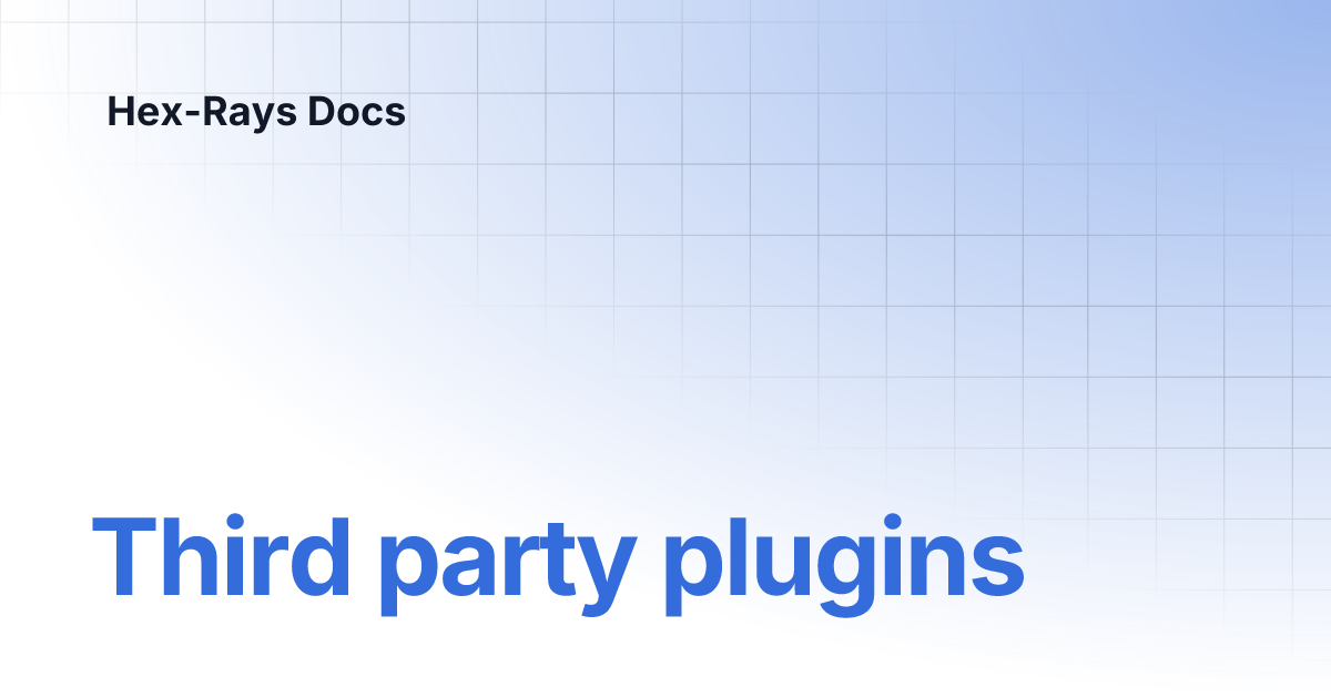 Third party plugins | Hex-Rays Docs