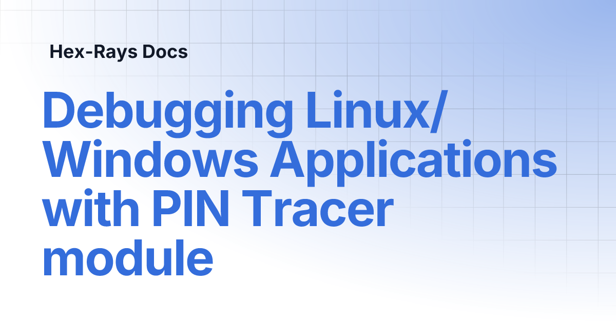Debugging Linuxwindows Applications With Pin Tracer Module Hex Rays Docs