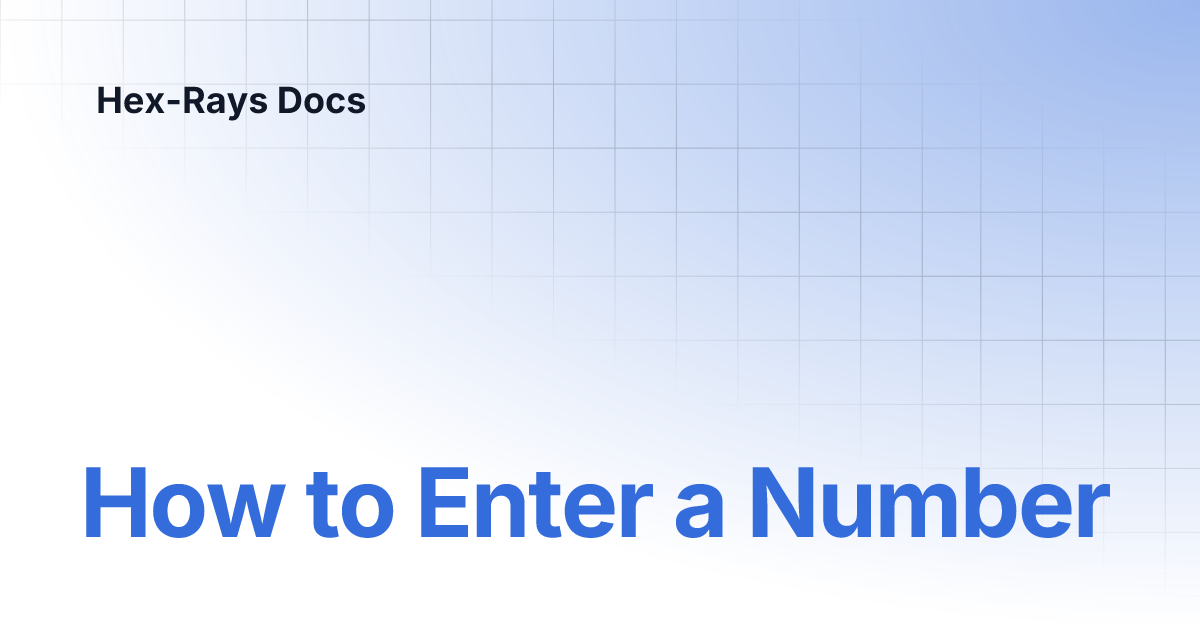 How to Enter a Number | Hex-Rays Docs