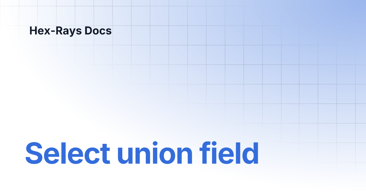 Select union field | Hex-Rays Docs